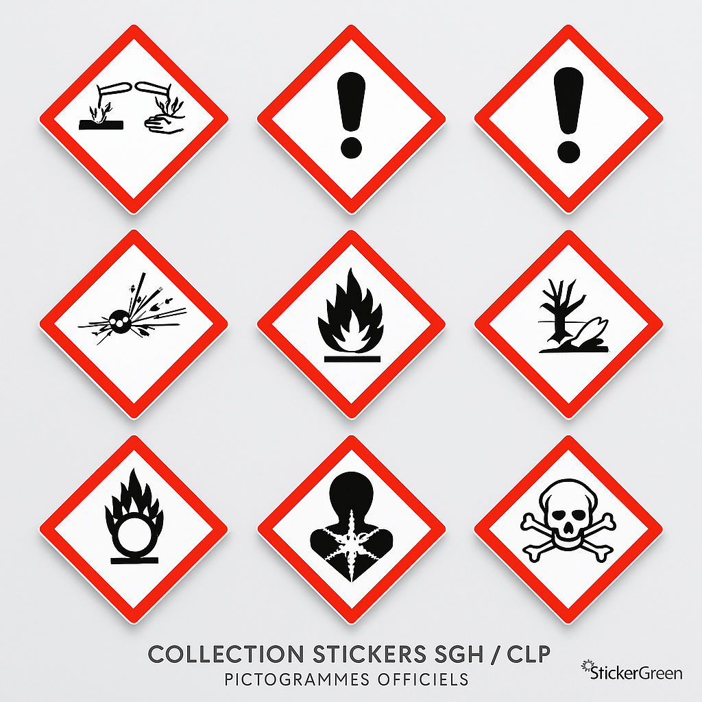 Stickers SGH CLP – Pictogrammes Officiels de Sécurité et Danger ...